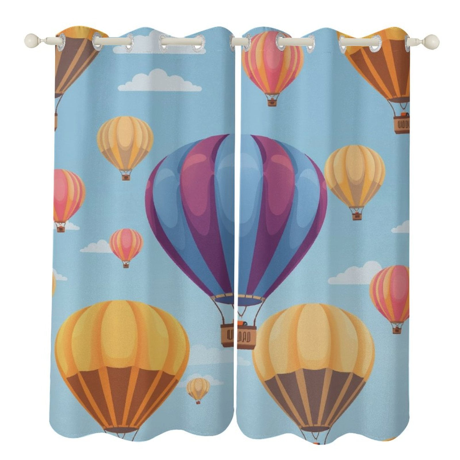 Hot Air Balloon Blackout Curtains 2 Panel Rod Pocket Thermal Insulated ...