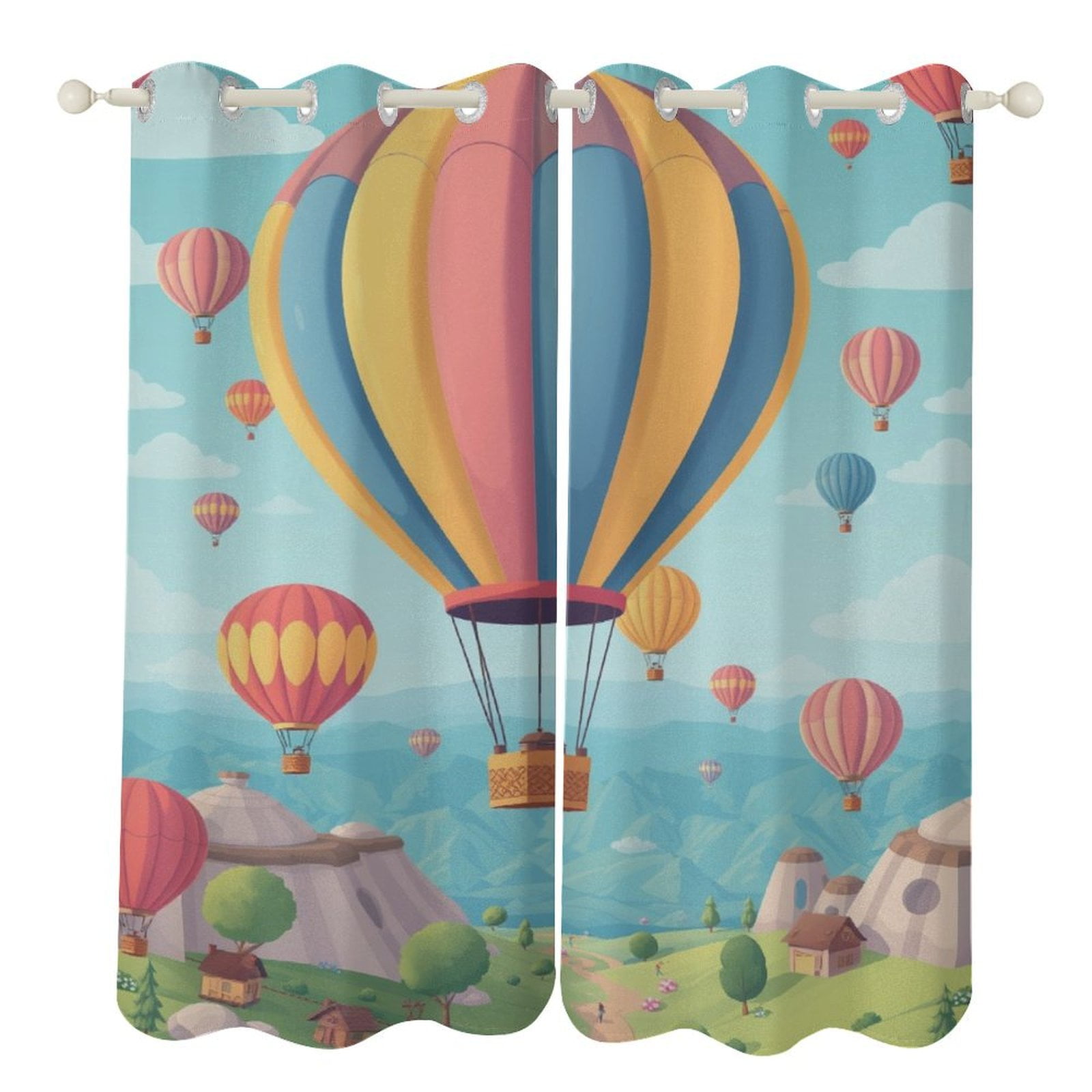 Hot Air Balloon Blackout Curtains 2 Panel Rod Pocket Thermal Insulated ...