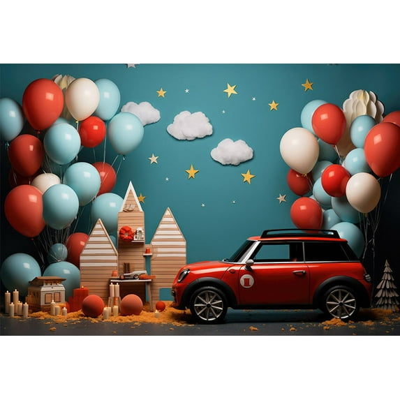 Hot Air Balloon Car Kids Baby Boy Birthday Party Cake Smash Portrait r ...