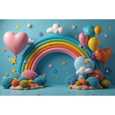 Hot Air Balloon Childr Birthday Photography Backdrop Cosmos Cactus ...