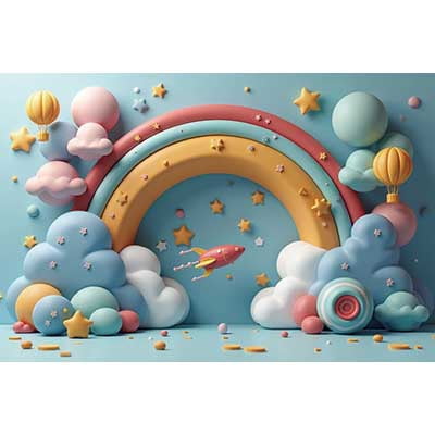 Hot Air Balloon Childr Birthday Photography Backdrop Cosmos Cactus ...