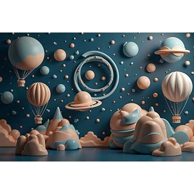 Hot Air Balloon Childr Birthday Photography Backdrop Cosmos Cactus ...