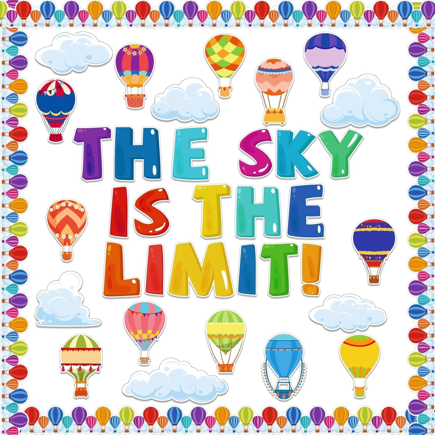 Hot Air Balloon Classroom Bulletin Board Decorations with Inspirational ...