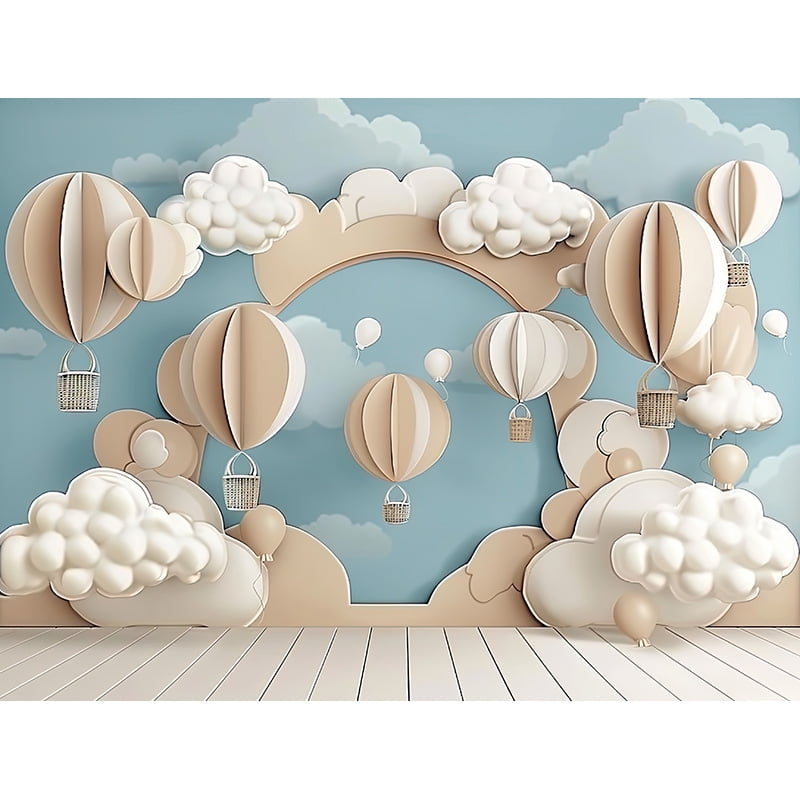 Hot Air Balloon Dinosaurs Abstract Photography Backdrop Banner Birthday ...