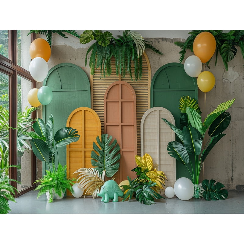 Hot Air Balloon Dinosaurs Abstract Photography Backdrop Banner Birthday ...