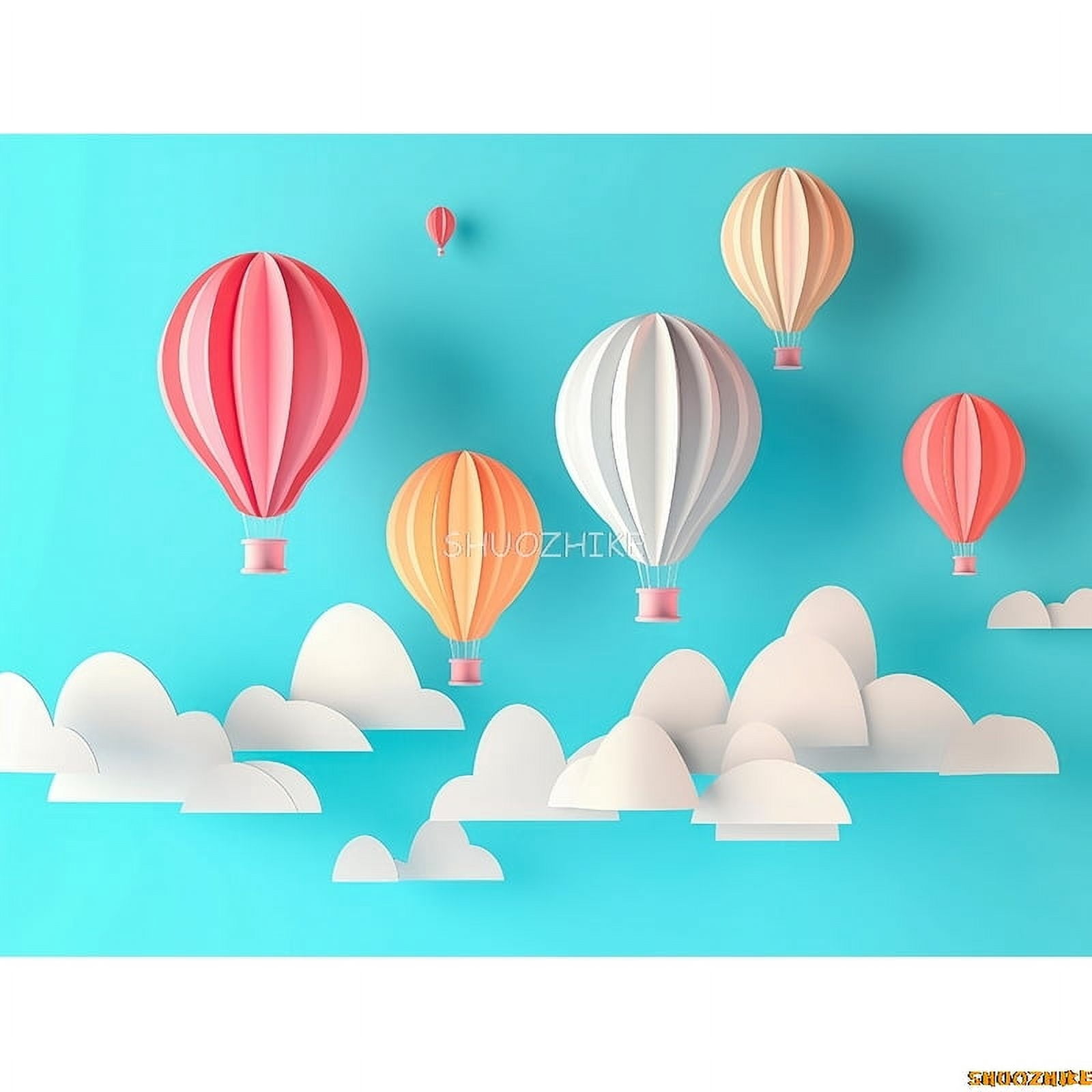 Hot Air Balloon Dinosaurs Abstract Photography Backdrop Banner Birthday ...