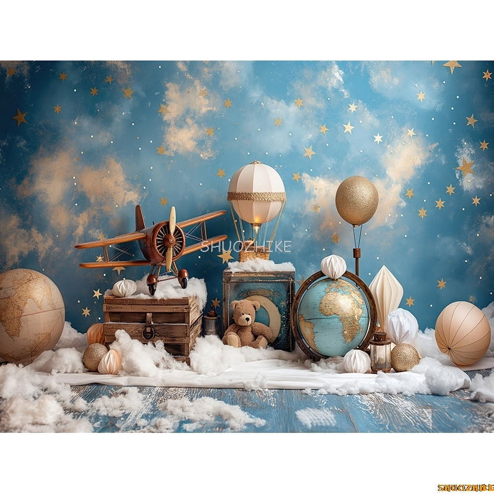 Hot Air Balloon Dinosaurs Abstract Photography Backdrop Banner Birthday ...