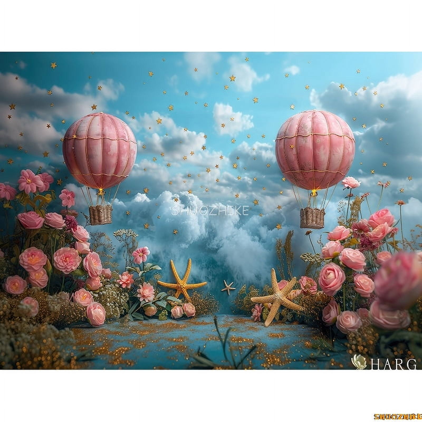Hot Air Balloon Dinosaurs Abstract Photography Backdrop Banner Birthday ...