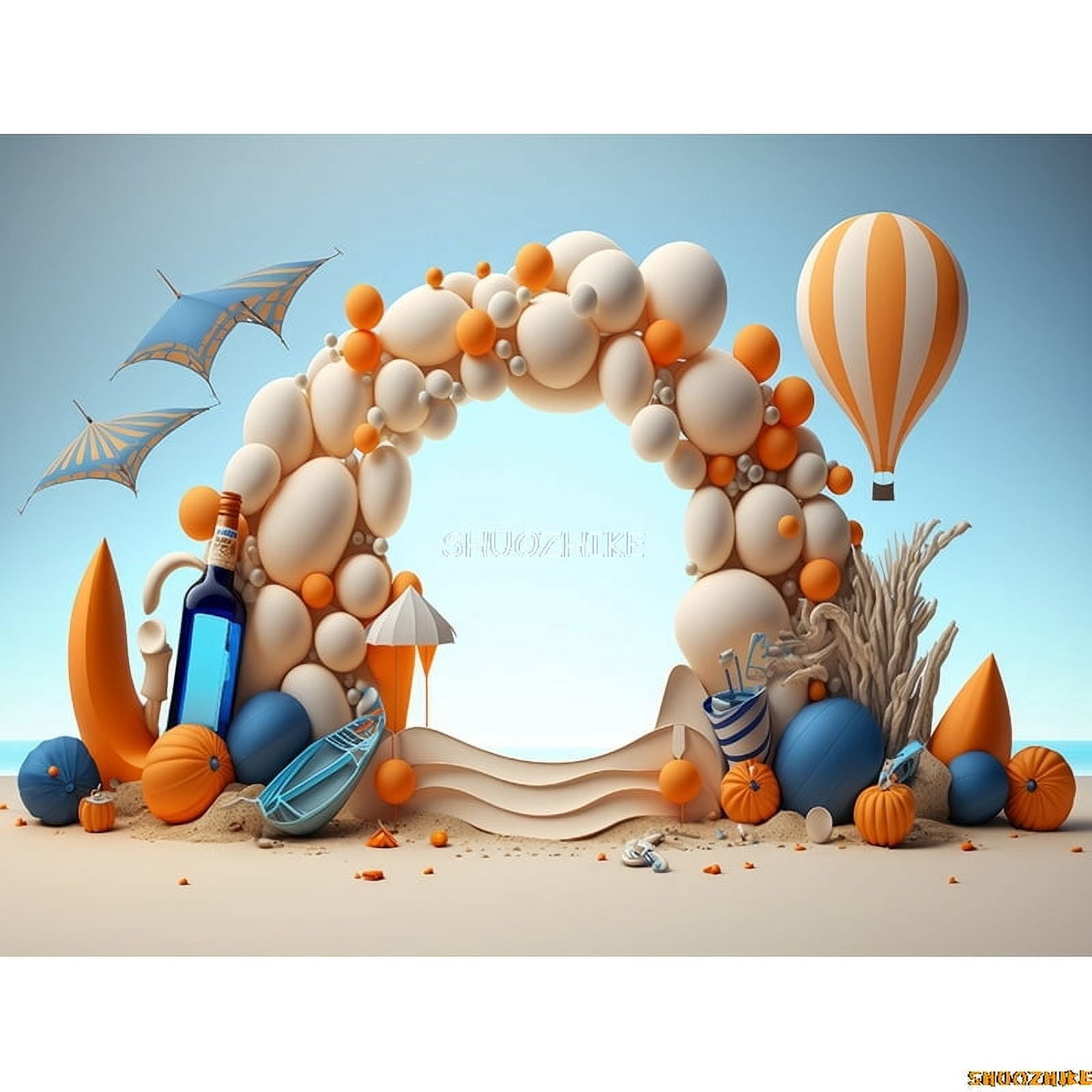 Hot Air Balloon Dinosaurs Abstract Photography Backdrop Banner Birthday ...