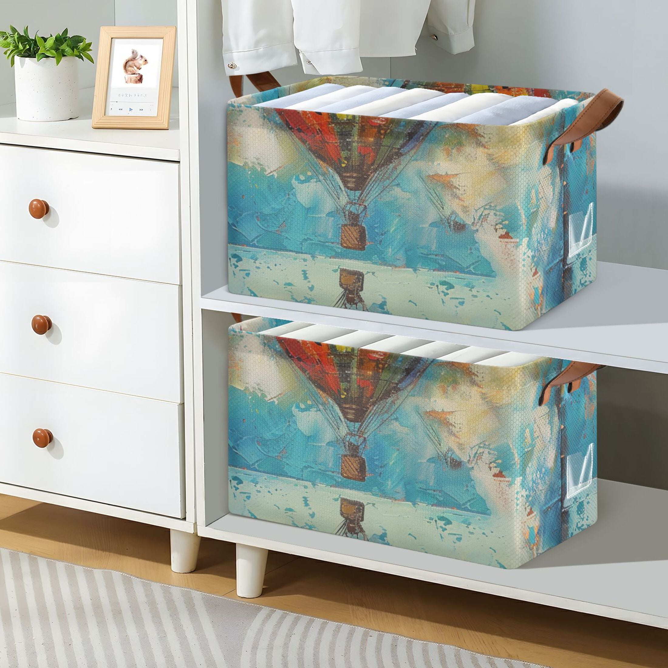 Hot Air Balloon Foldable Storage Large Fabric Storage Baskets Organizer ...