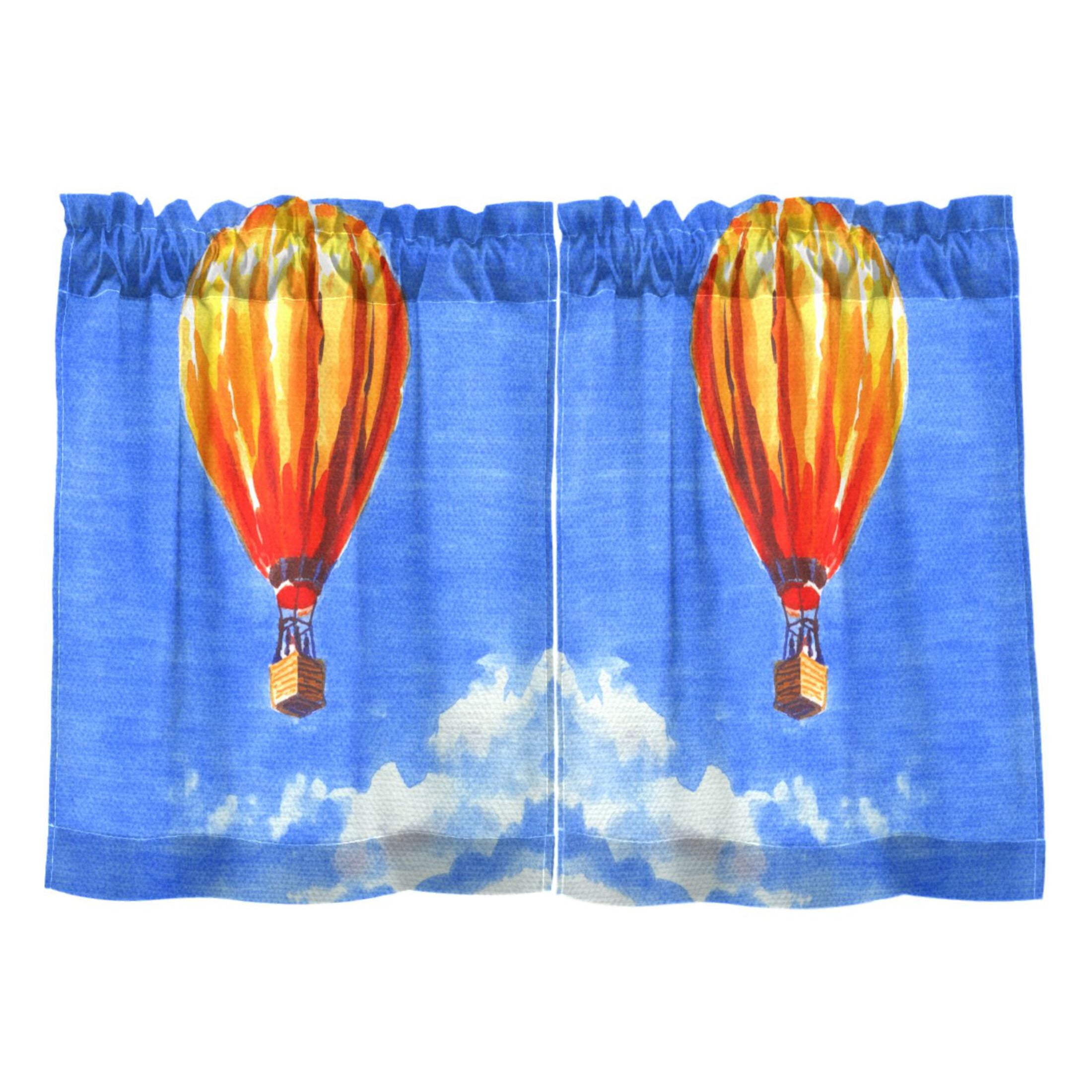 Hot Air Balloon Kitchen Curtains Tier Set 27x36 Inch 2 Panels Semi ...