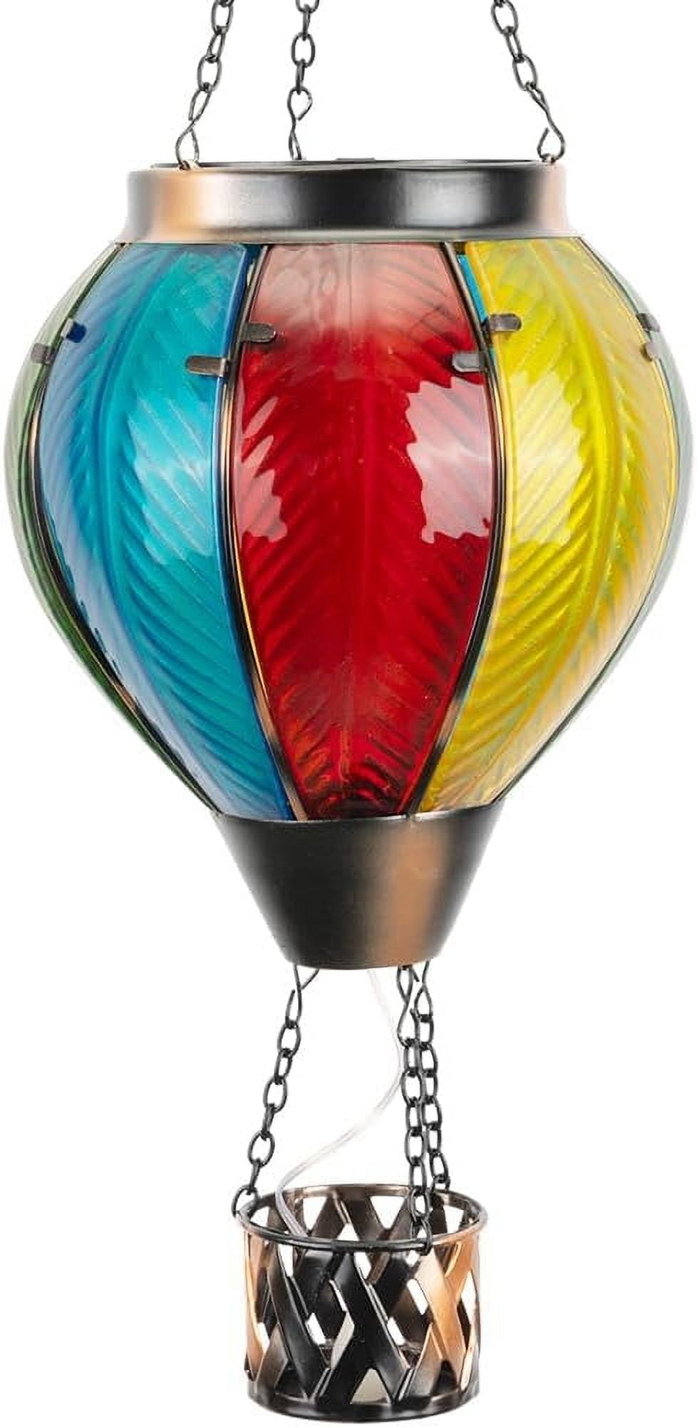 Hot Air Balloon Lantern with Flame, Solar Powered Hot Air Balloon ...