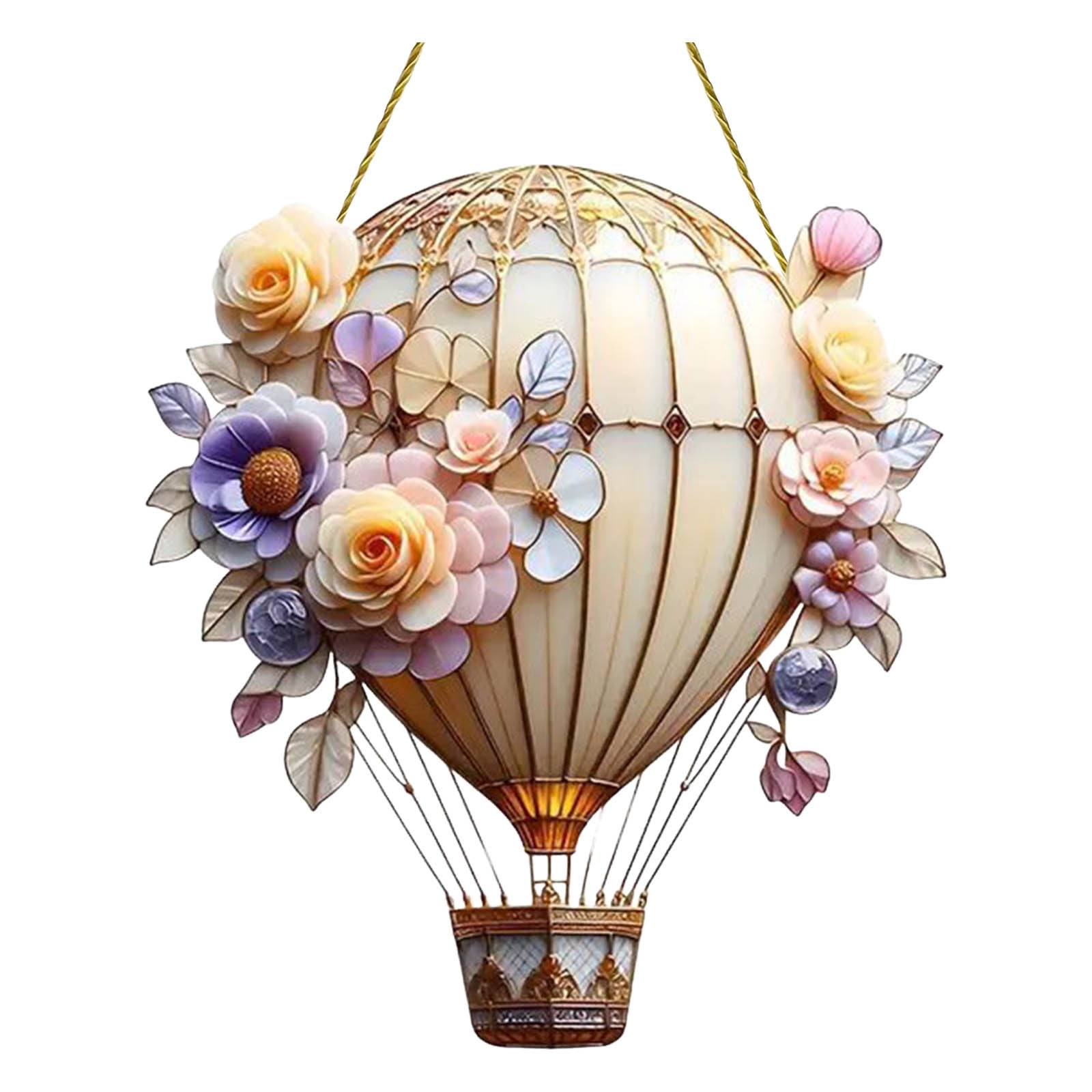 Hot Air Balloon Lantern - Flickering Flame LED Light Outdoor Hanging ...
