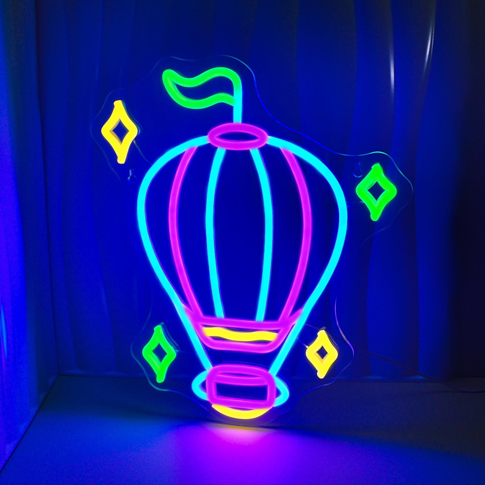 Hot Air Balloon Neon Signs for Wall Decor Blue Purple LED Light Sign ...
