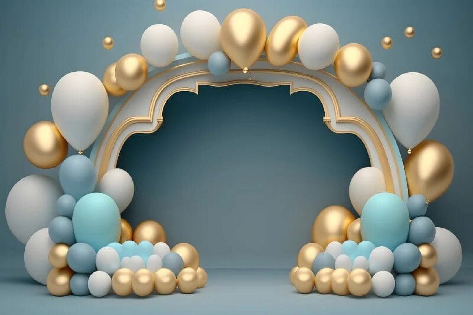 Hot Air Balloon Party Scene Backdrop Blue Balloons Cloud Girl Birthday ...