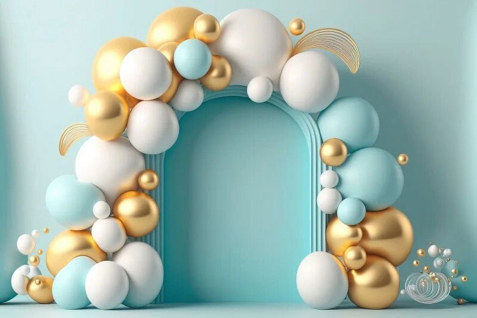 Hot Air Balloon Party Scene Backdrop Blue Balloons Cloud Girl Birthday ...