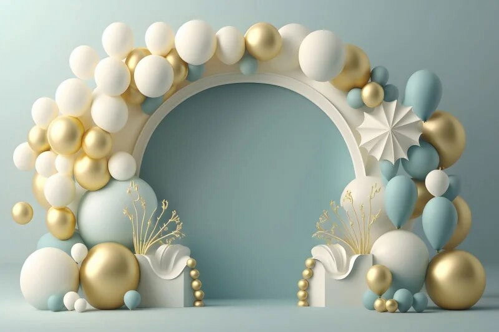Hot Air Balloon Party Scene Backdrop Blue Balloons Cloud Girl Birthday ...