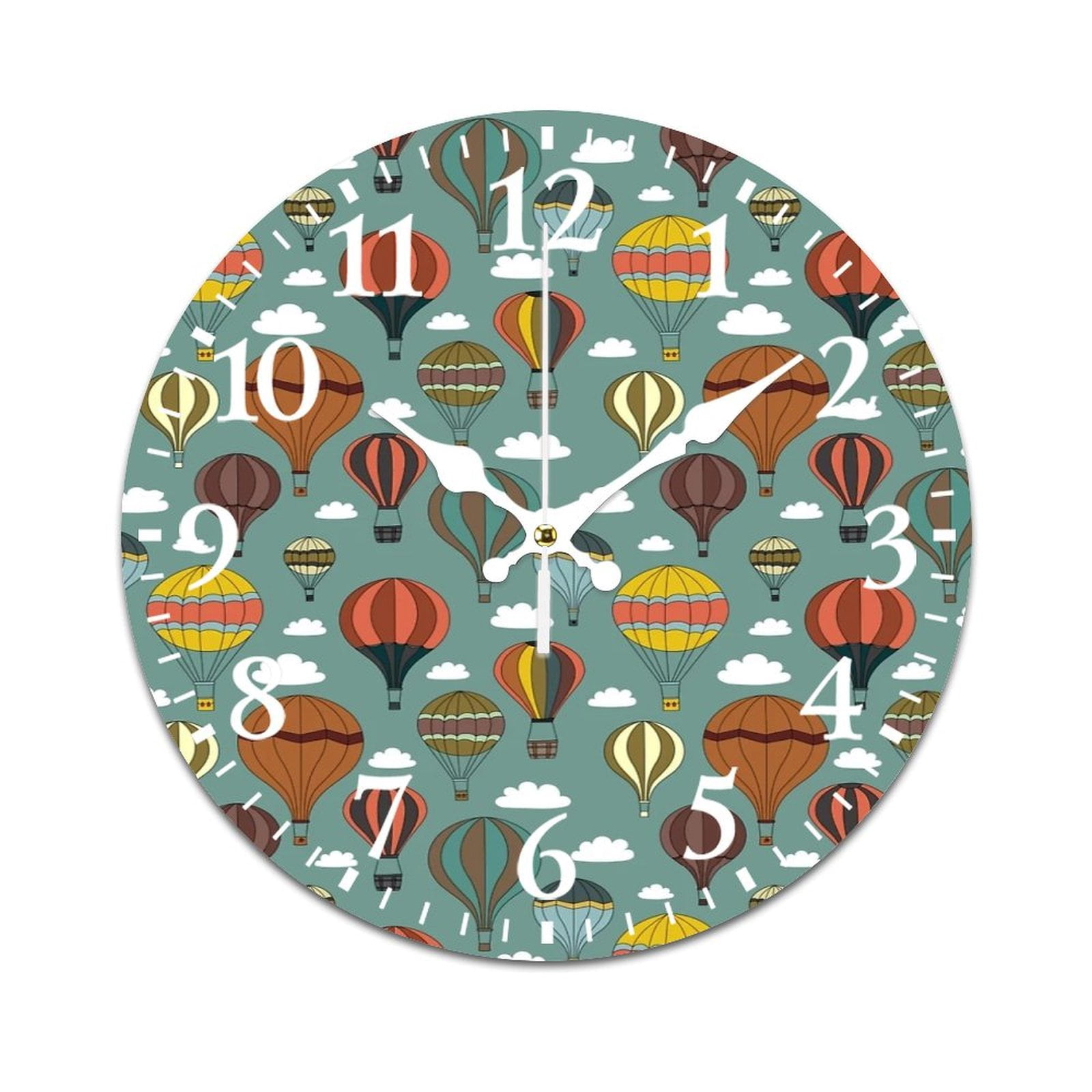 Hot Air Balloon Pattern Sky Wall Clock Modern Design Clocks Wall ...
