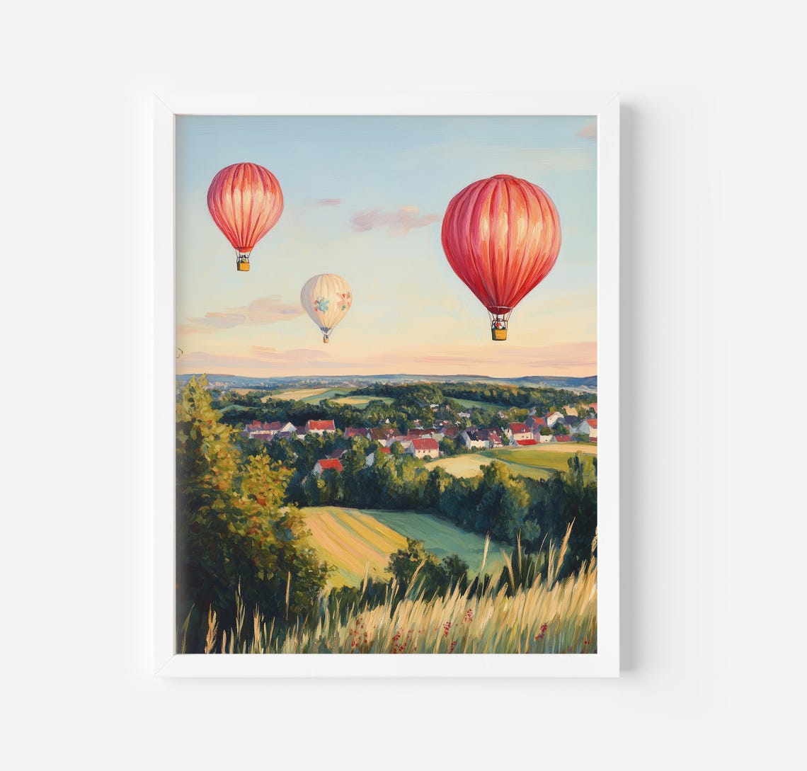 Hot Air Balloon Poster Cottagecore Nursery Art, Unframed Canvas Size ...