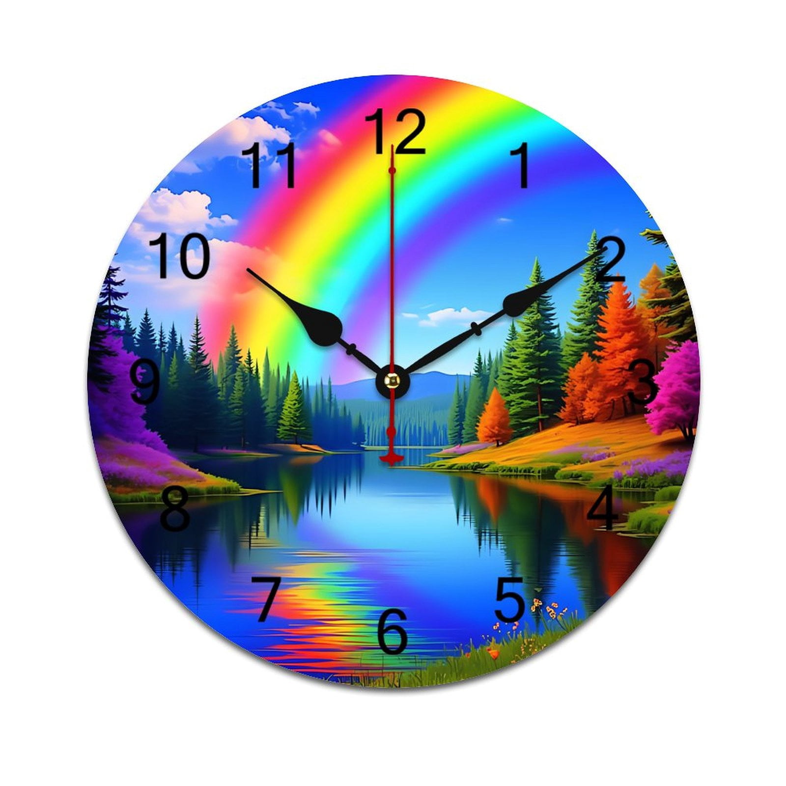 Hot Air Balloon Rainbow Word Saying Big Wall Clock Home Decor Art Watch ...