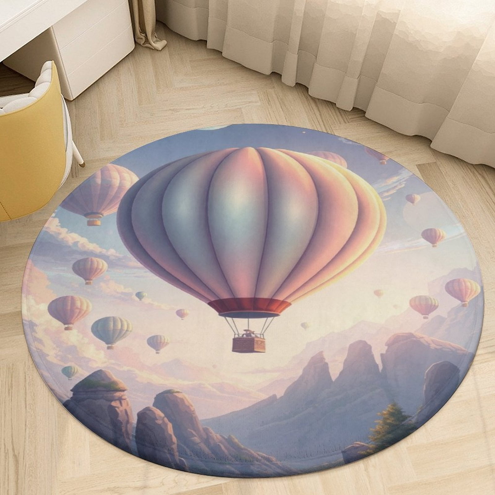 Hot Air Balloon Round Carpets Modern Living Room Ration Rugs Large Area Bedroom R Bedside Carpet ...