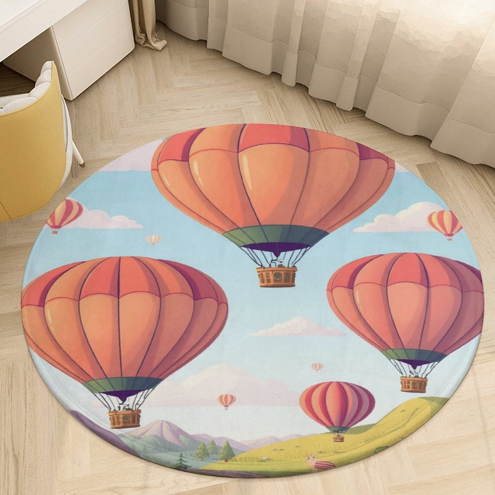 Hot Air Balloon Round Carpets Modern Living Room Ration Rugs Large Area ...