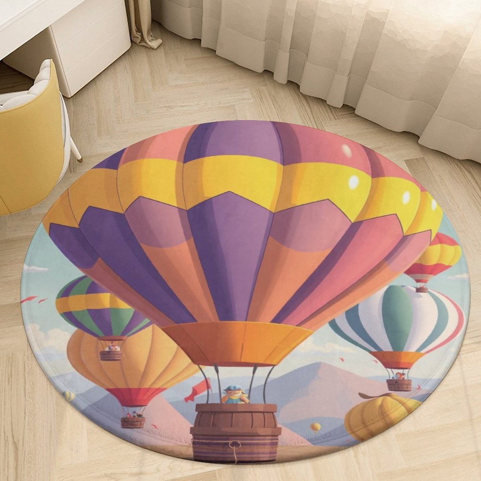 Hot Air Balloon Round Carpets Modern Living Room Ration Rugs Large Area ...