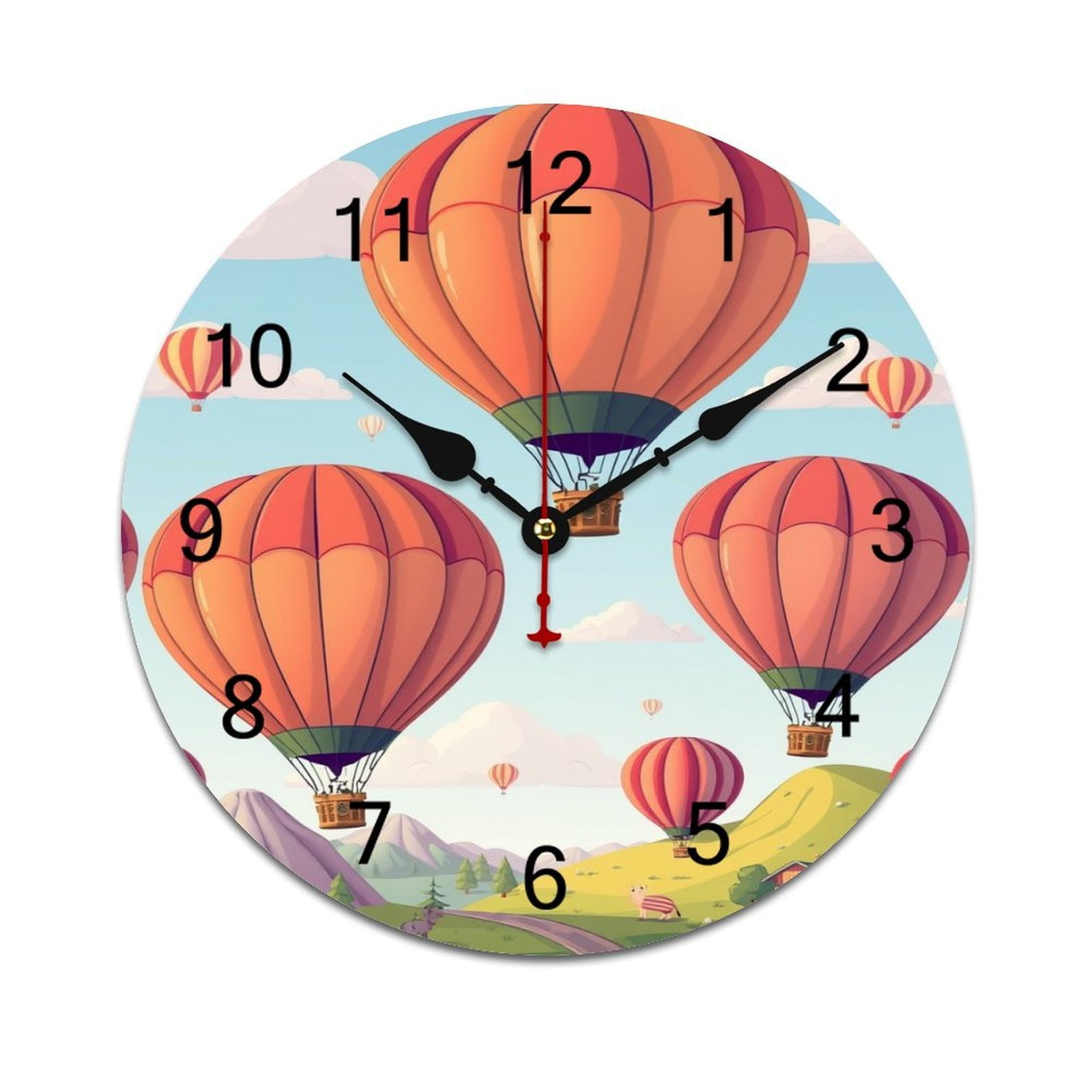Hot Air Balloon Round Wall Clock Modern Design Home Living Room ...