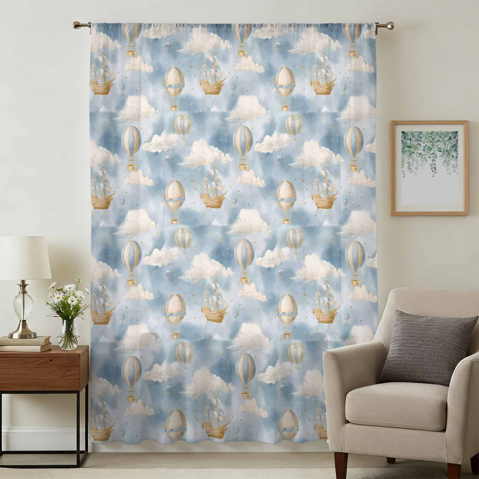 Hot Air Balloon Sheer Curtains 84 Inches Long for Living Room, Cute ...