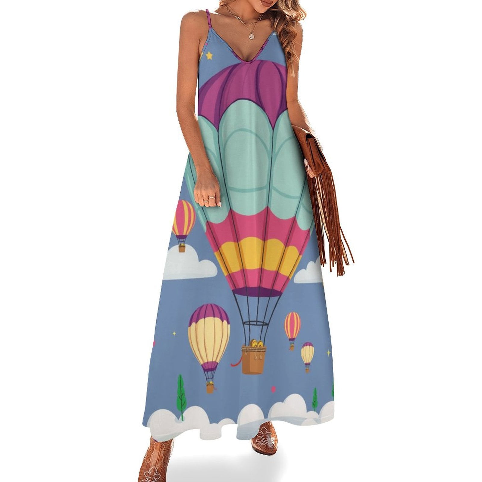 Hot Air Balloon Sleeveless Dress Beach Outfits for Women Luxury Dress ...
