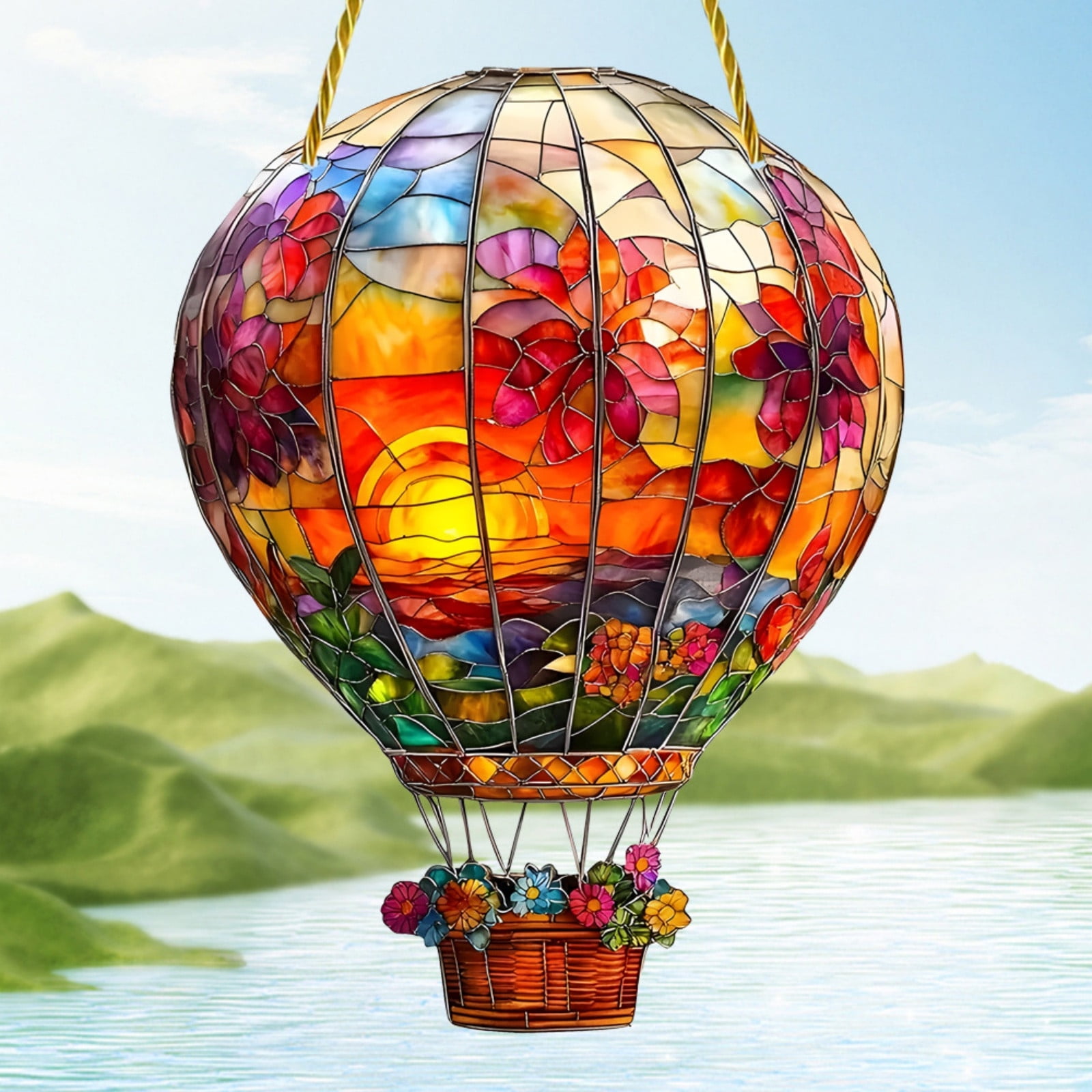 Hot Air Balloon Solar Garden Light,Flame Effect Solar Garden Ornaments ...