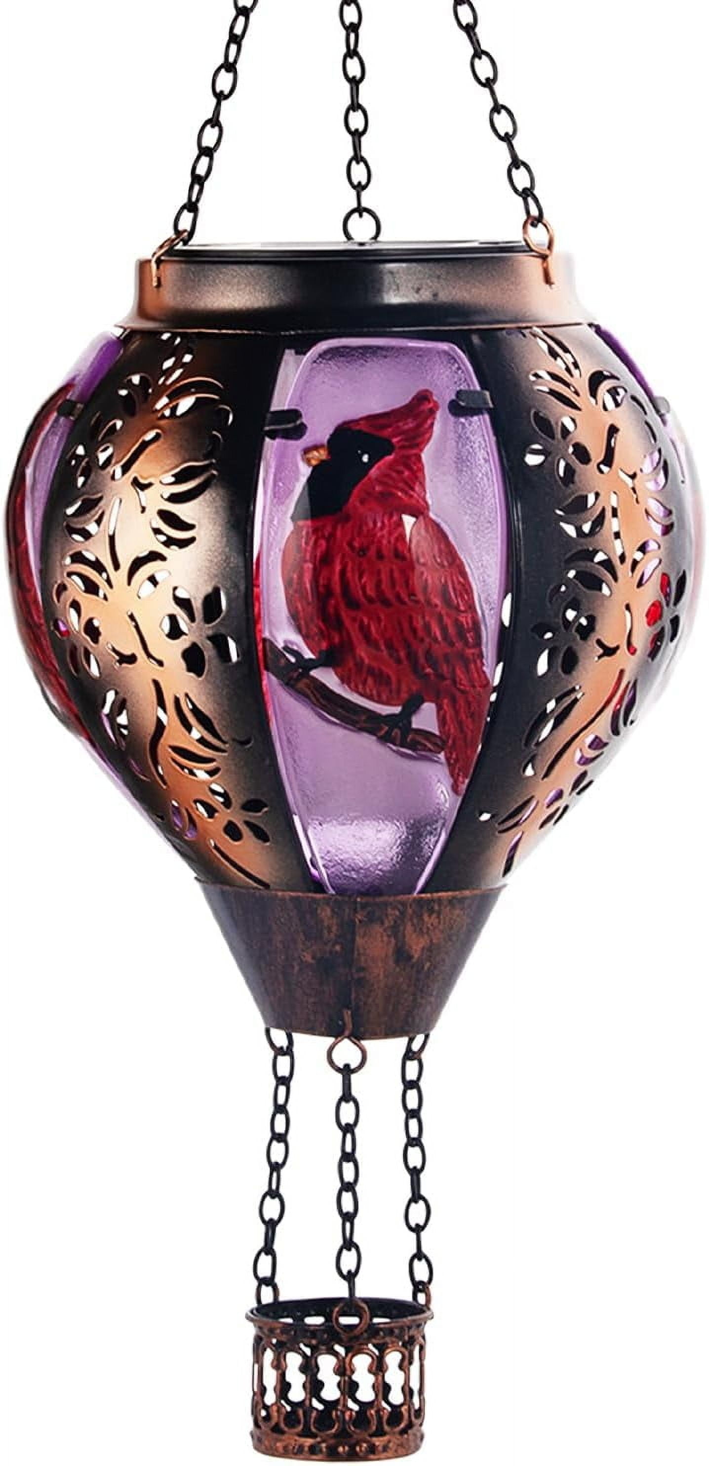Hot Air Balloon Solar Lantern Cardinal Lights with Flickering Flame ...