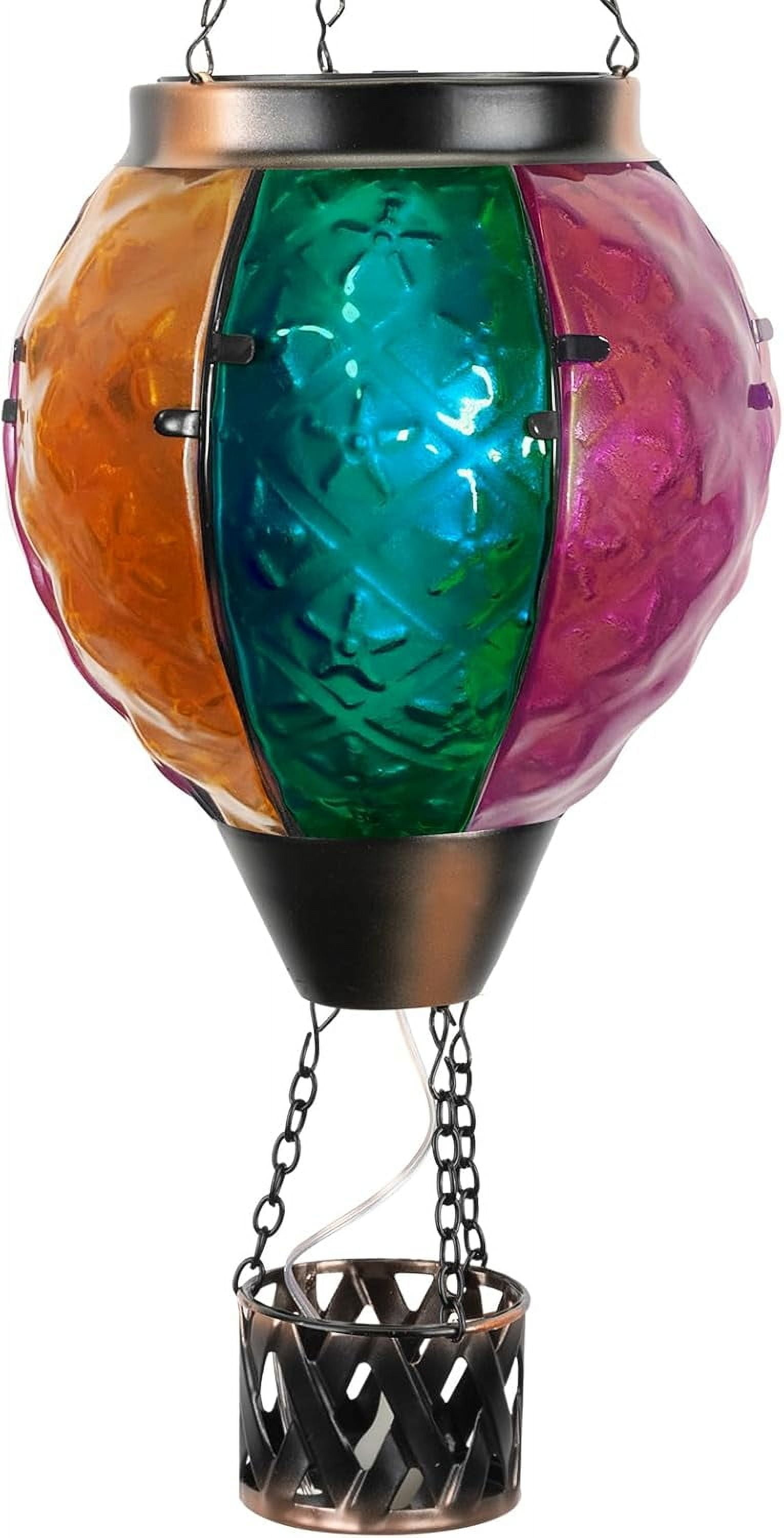 Hot Air Balloon Solar Lantern with Flickering Flame Hanging Solar ...