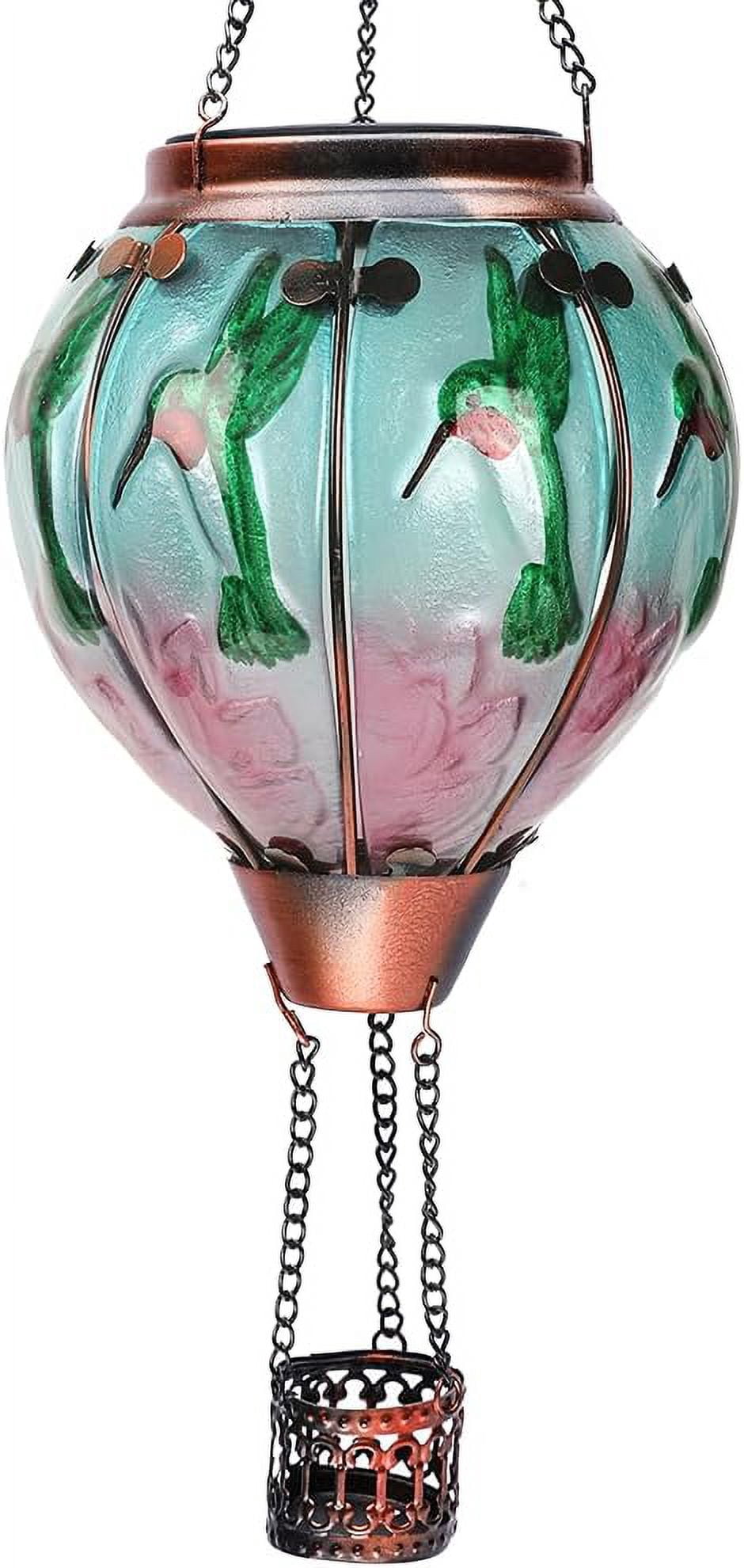 Hot Air Balloon Solar Lantern with Flickering Flame Hanging Solar ...