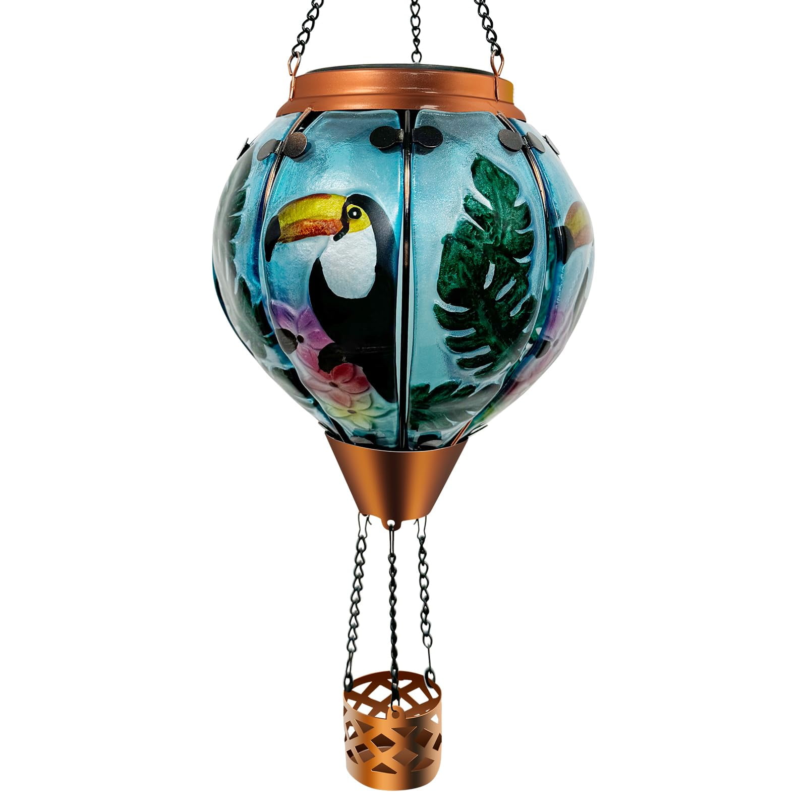 Hot Air Balloon Solar Lantern with Flickering Flame Outdoor Waterproof ...