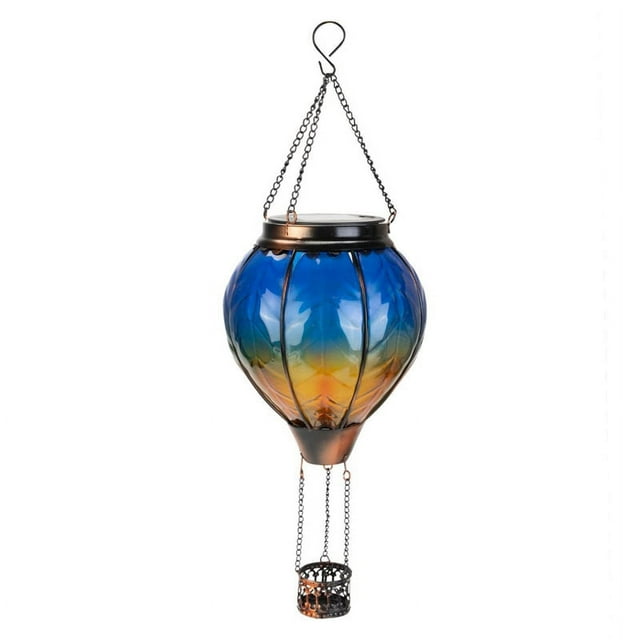Hot Air Balloon Solar Lantern with Flickering Flame Light Outdoor Solar ...