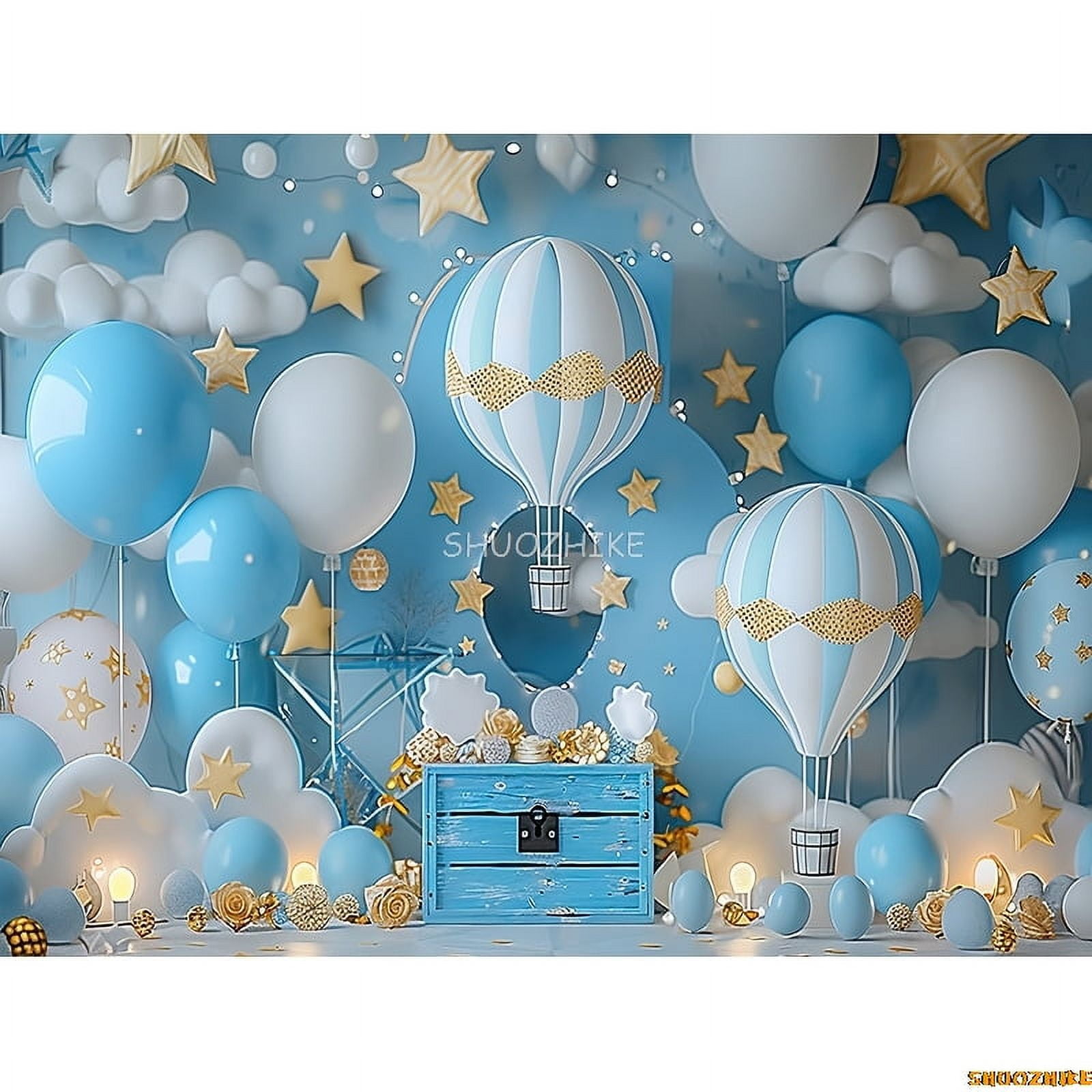 Hot Air Balloon Stars Versatile Digital Photography Backdrop Banner ...