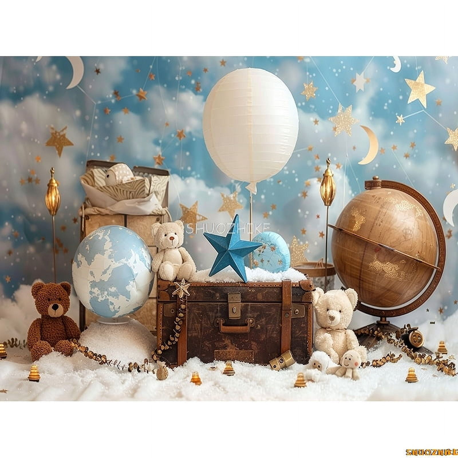Hot Air Balloon Stars Versatile Digital Photography Backdrop Banner ...