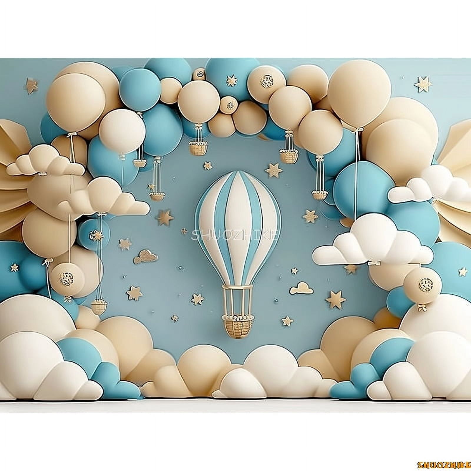 Hot Air Balloon Stars Versatile Digital Photography Backdrop Banner ...