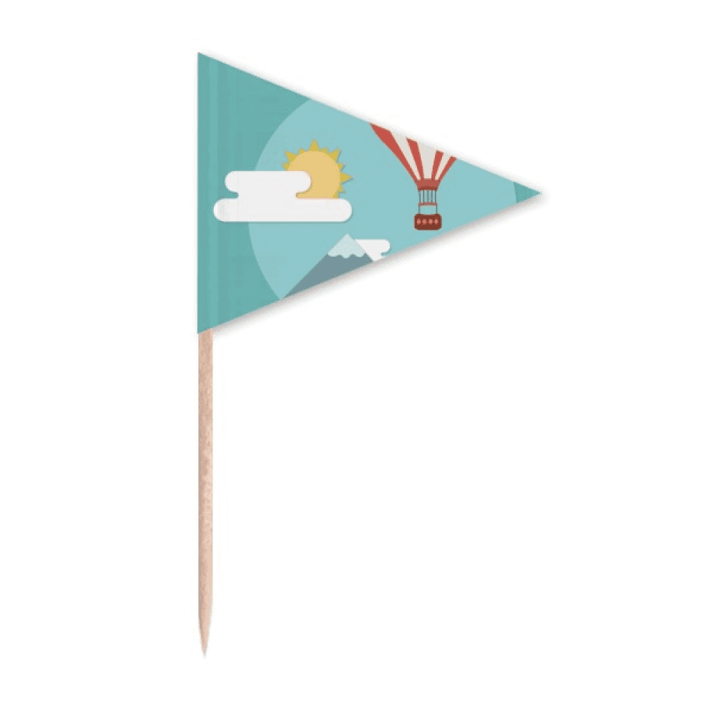 Hot Air Balloon Sun Cloud Pattern Toothpick Triangle Cupcake Toppers ...