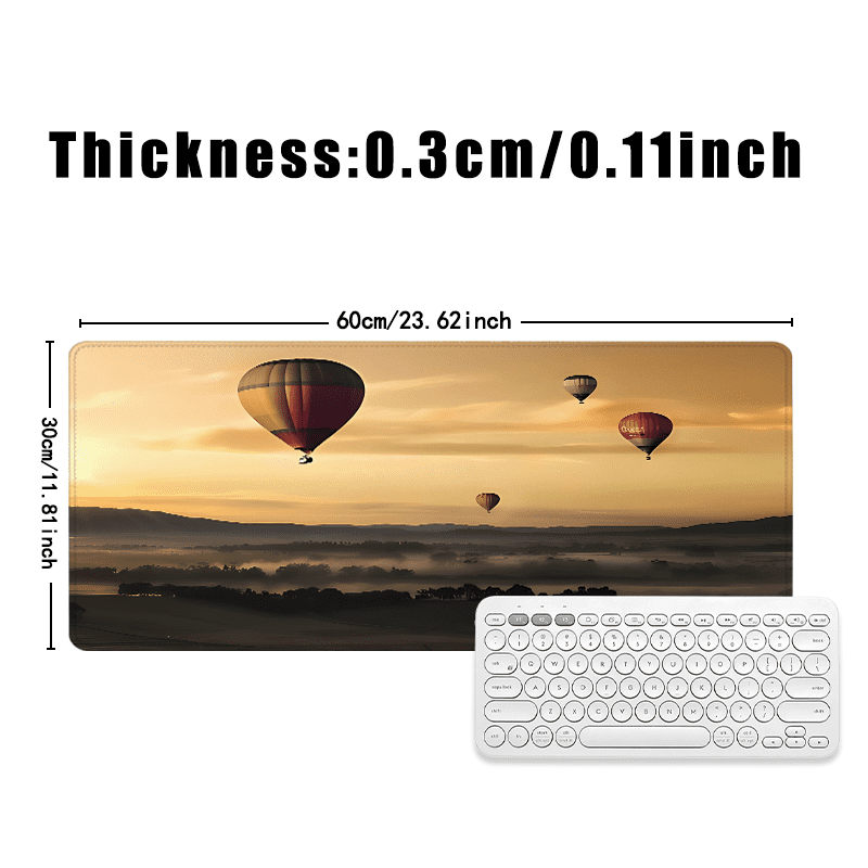 Hot Air Balloon Sunrise Mouse Pad 31.5 x 11.82 Inches Rubber Desk ...