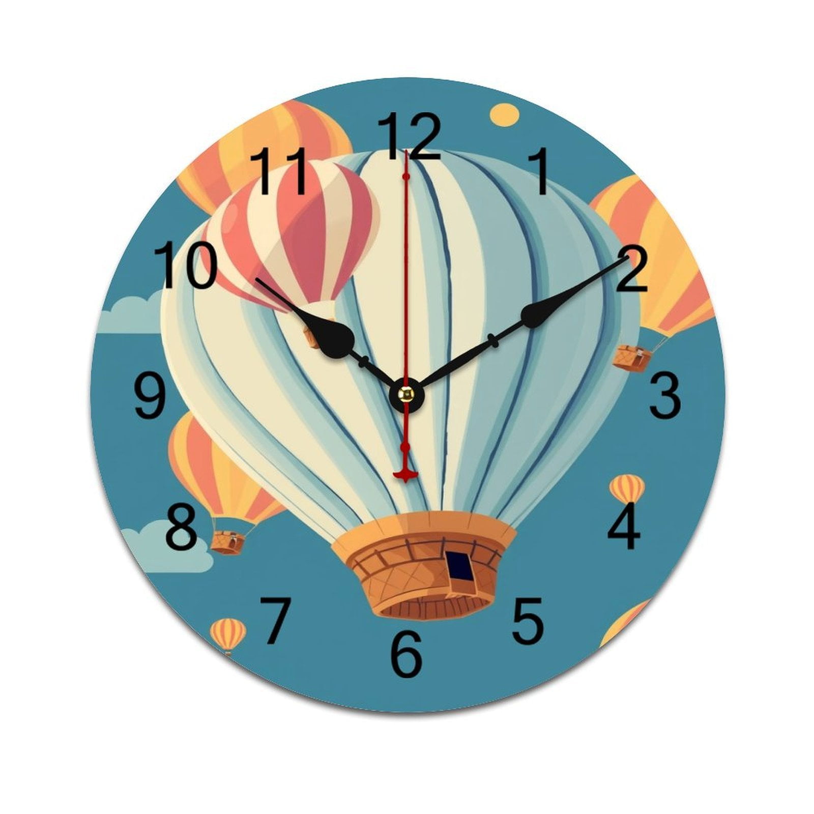 Hot Air Balloon Time Decorative Wall Clocks Round Large Wall Watch ...