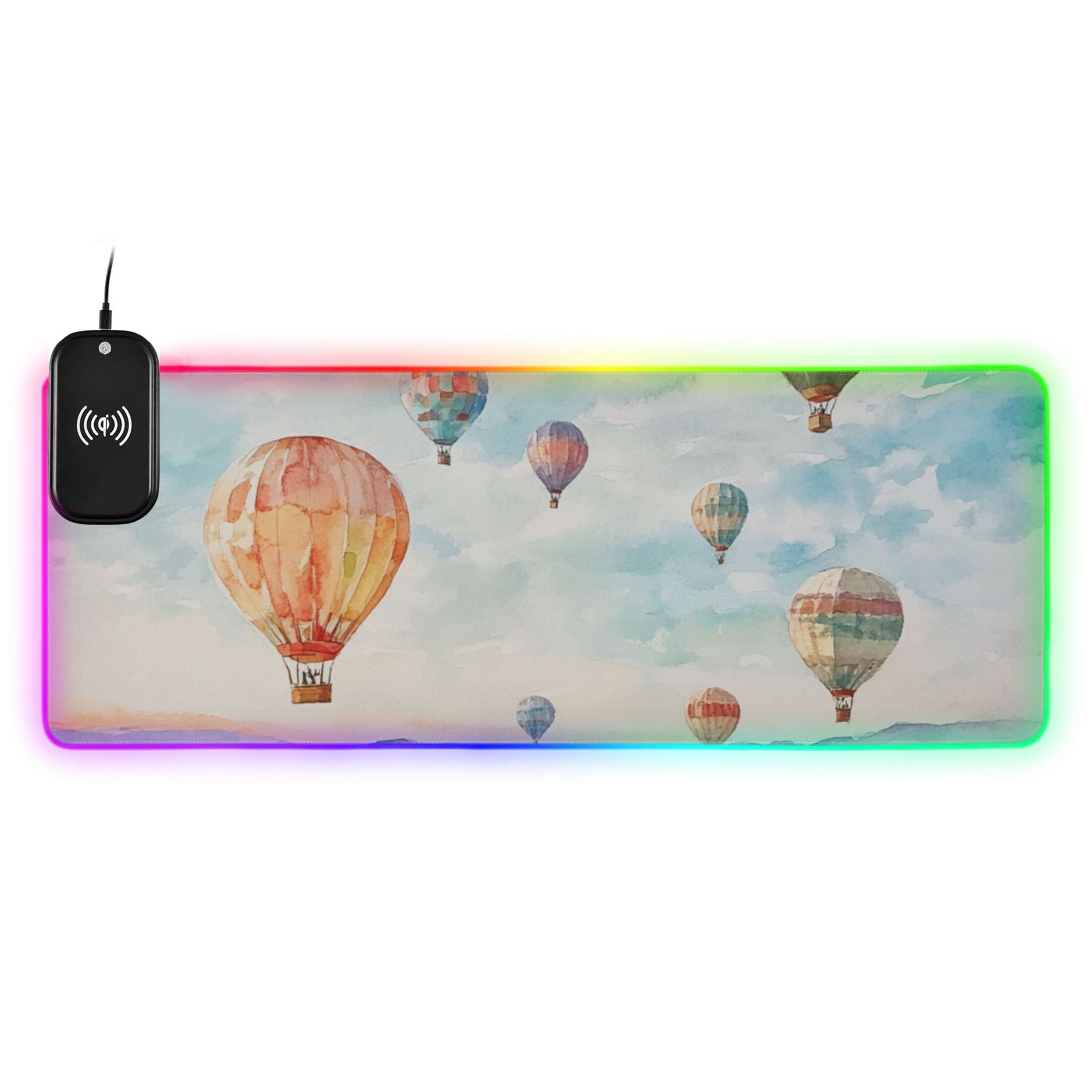 Hot Air Balloon Watercolor Wireless Charging RGB Gaming Mouse Pad Large ...