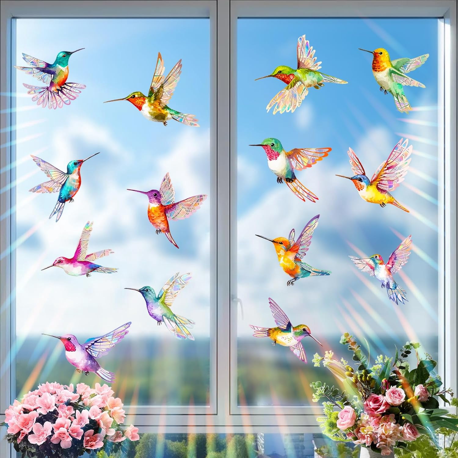 Hot Air Balloon Window Clings for Glass, Bird Anti-Collision Stickers ...