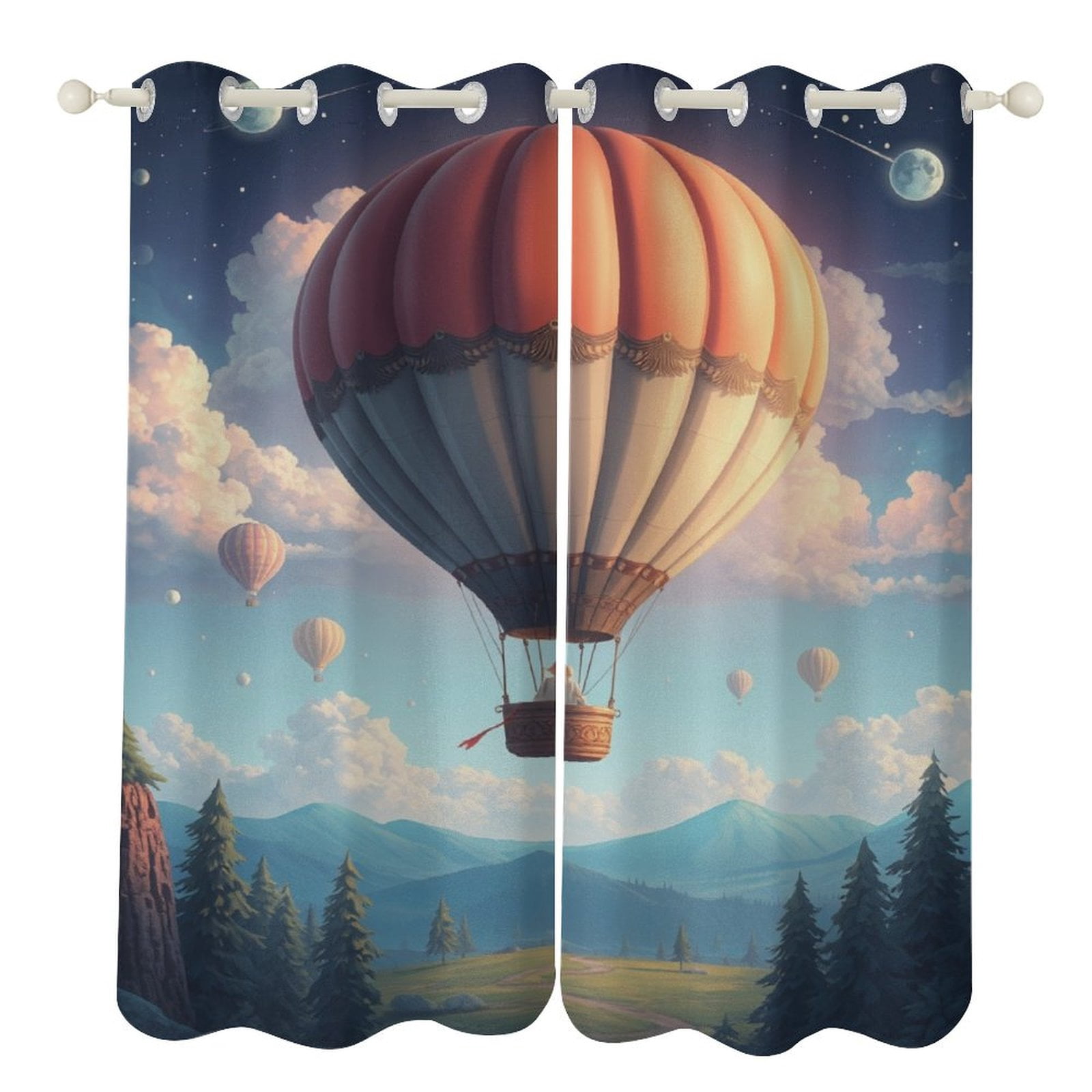 Hot Air Balloon Window Drapes For Kids Boys Girls Bedroom Blackout ...
