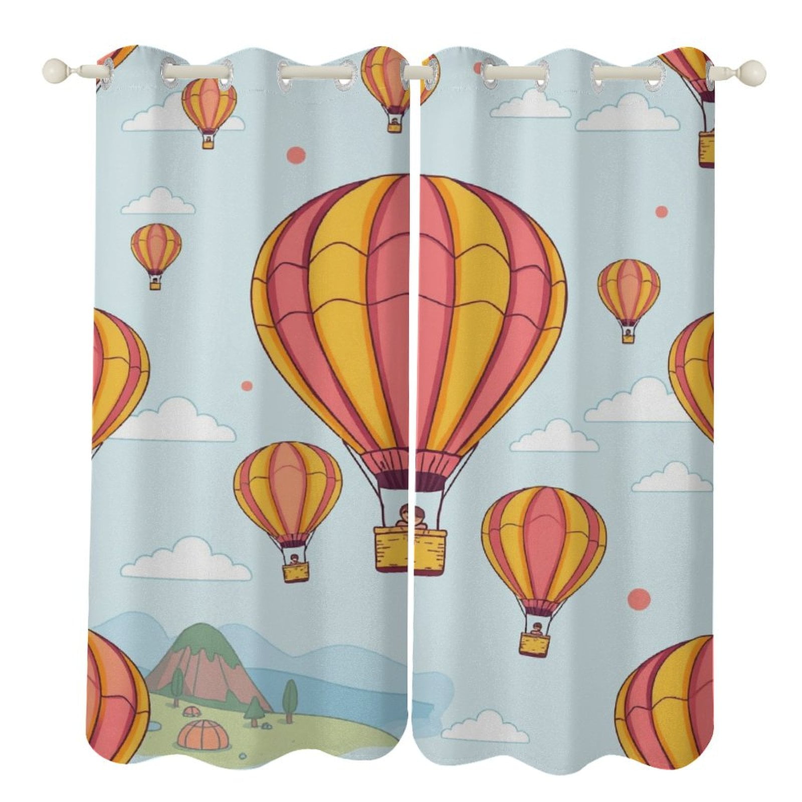 Hot Air Balloon Window Drapes For Kids Boys Girls Bedroom Blackout ...