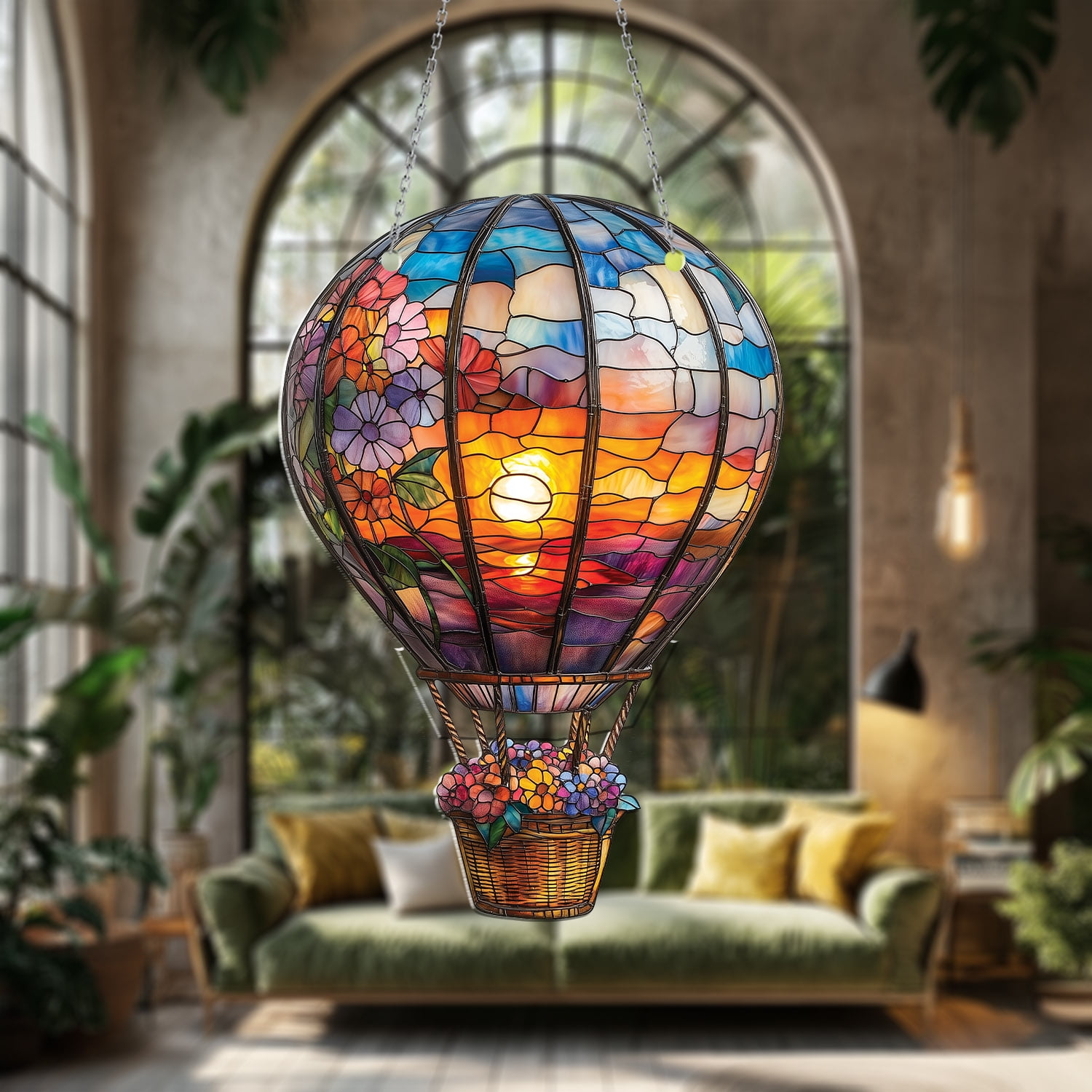 Hot Air Balloon Window Hanging, Floral Suncatcher, Unique Window ...
