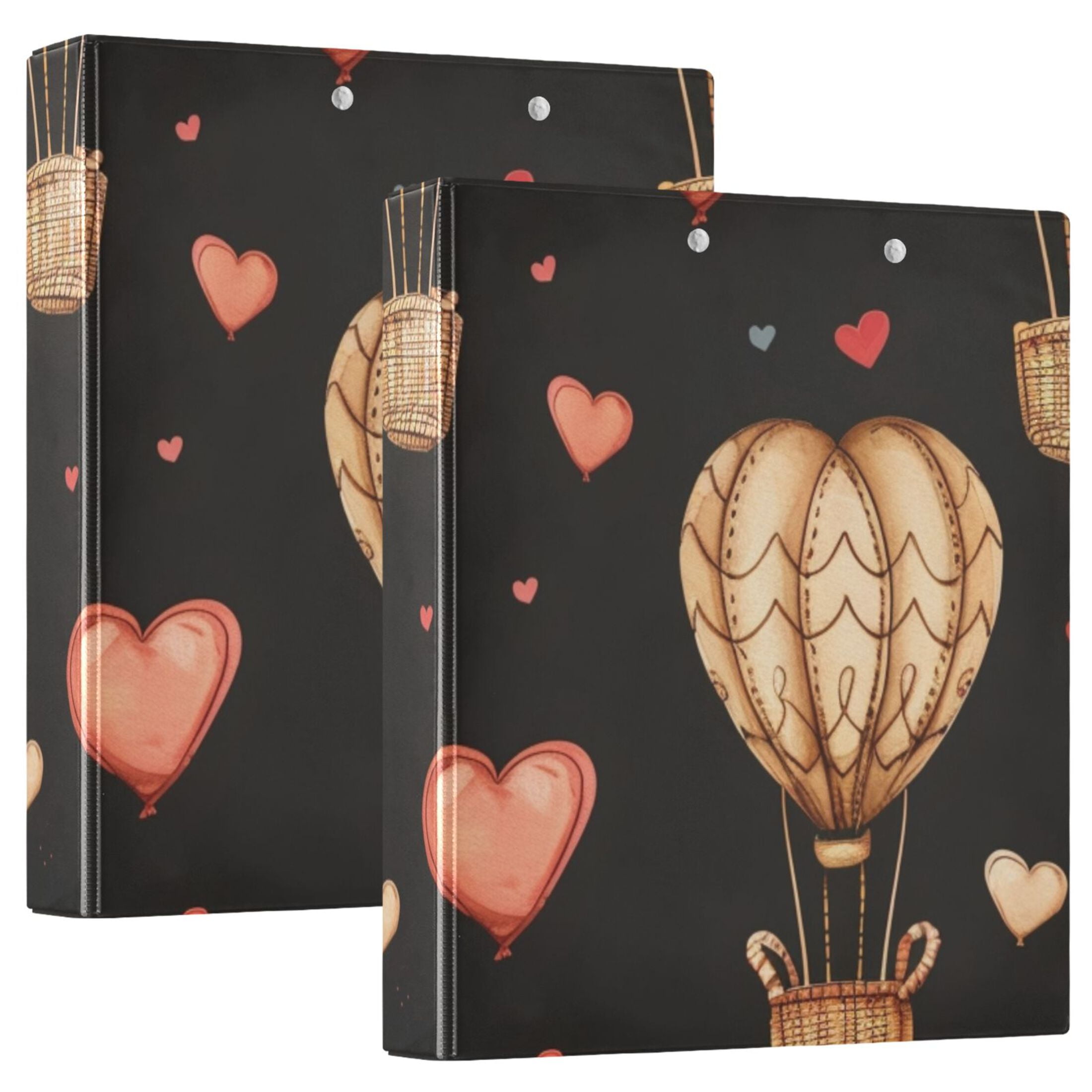 Hot Air Balloon and Heart 3 Ring Hardcover Binders 1.5" Round Rings for ...