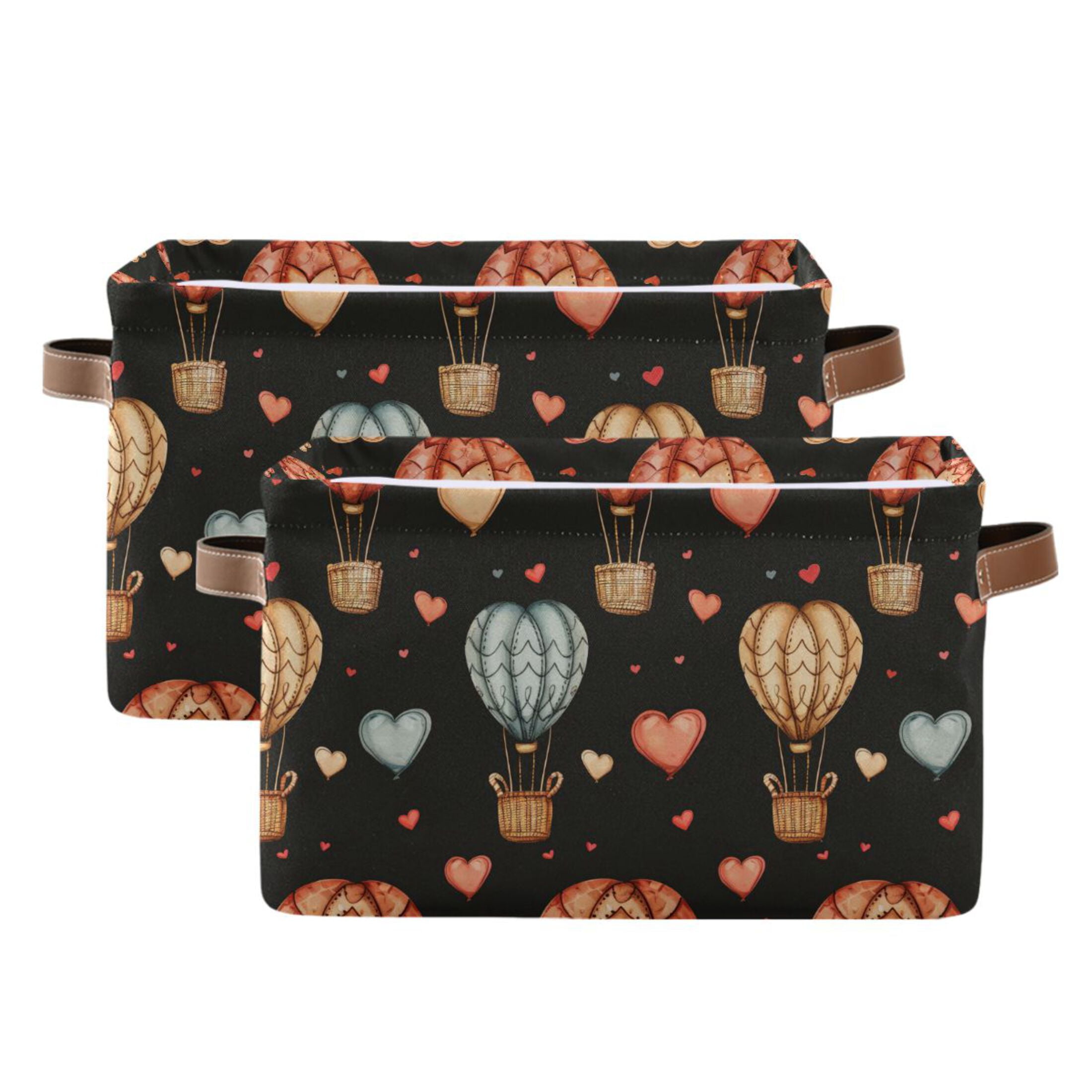 Hot Air Balloon and Heart Storage Bins with Handle Fabric Organizer ...
