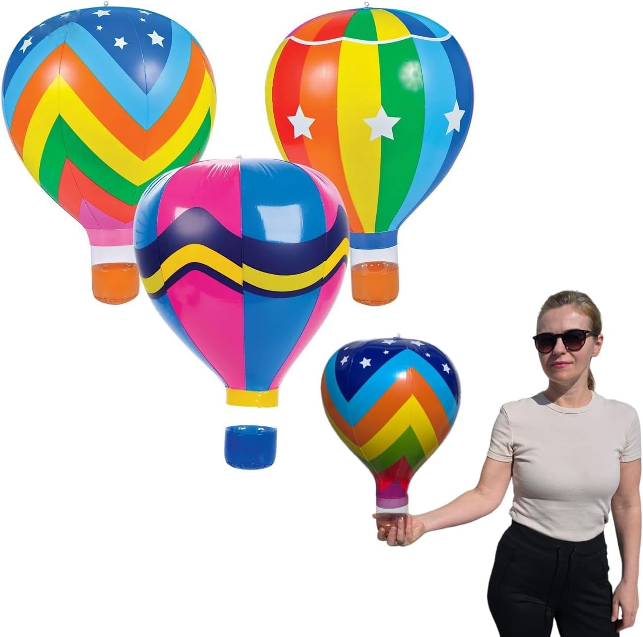 Hot Air Balloons (18") 3 Styles Multicolor Inflatable Balloons, Great ...